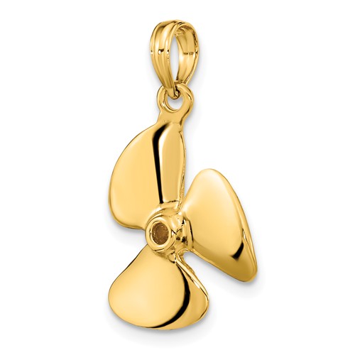 14k Yellow Gold 3-D Three Blade Propeller Pendant 5/8in K7457