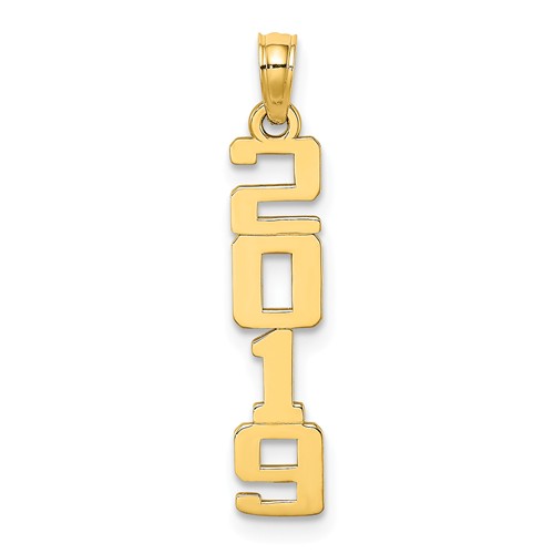 14k Yellow Gold Vertical 2019 Graduation Charm in Block Letters K9683