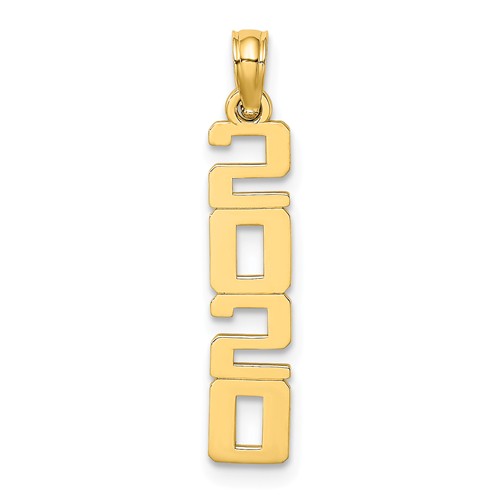 14k Yellow Gold Vertical 2020 Graduation Charm in Block Letters K9684