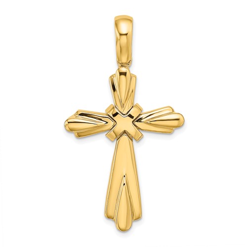 14k Yellow Gold Tapered Cross Pendant With X Center 1.25in K9721