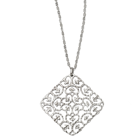 Sterling Silver Textured Square Necklace L111 | Joy Jewelers