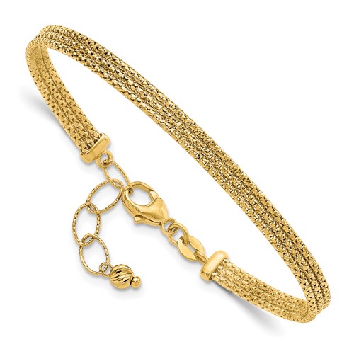 14k Yellow Gold Woven Bracelet with Diamond-cut Texture 7in LF1703-7