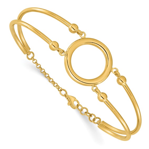 14k Yellow Gold Open Circle with Split Bangle Bracelet LF1894