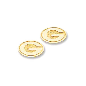 Green Bay Packers Logo Post Earrings - 14k Yellow Gold M1921