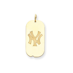 New York Yankees 1 1/4in Dog Tag - 14kt Yellow Gold ML1183