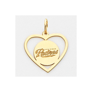 San Diego Padres 3/4in Heart Pendant - 14kt Yellow Gold ML1441