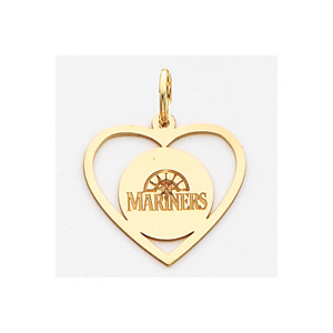 Seattle Mariners 3/4in Heart Pendant - 14kt Yellow Gold ML1570