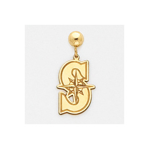 Seattle Mariners S Logo Ball Post Earrings - 14kt Yellow Gold ML1603