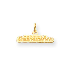 Seattle Seahawks 3/16in Logo Name Pendant - 14k Yellow Gold NF1871