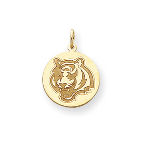 Cincinnati Bengals 5/8in Mascot Disc Pendant - 14k Yellow Gold NF388