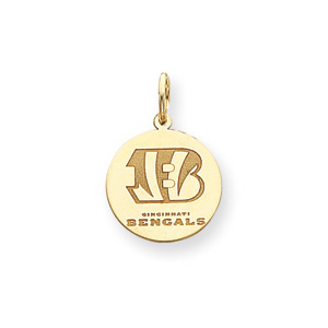 Cincinnati Bengals 5/8in B Disc Pendant - 14k Yellow Gold NF390
