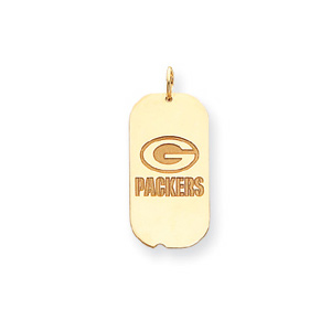 Green Bay Packers 1in Dog Tag Pendant - 14k Yellow Gold NF751
