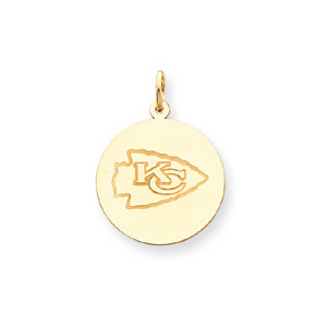 Kansas City Chiefs 7/8in Logo Disc Pendant - 14k Yellow Gold NF988