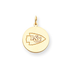 Kansas City Chiefs 5/8in Logo Disc Pendant - 14k Yellow Gold NF989