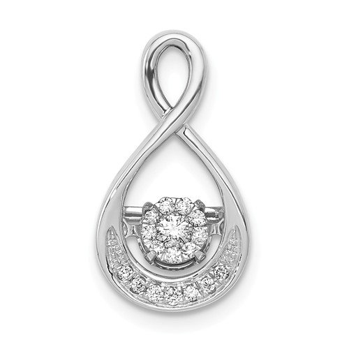 14k White Gold 1/10 ct tw Moving Diamond Infinity Teardrop Pendant ...