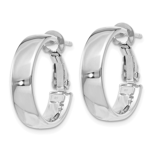 14k White Gold 3/4in Omega Back Hoop Earrings 4.75mm PRE732W