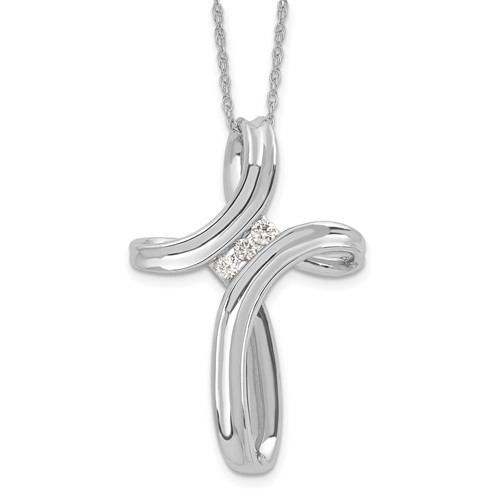 10k White Gold .06 ct Diamond Loop Cross Necklace PXD1548-0WAB-18