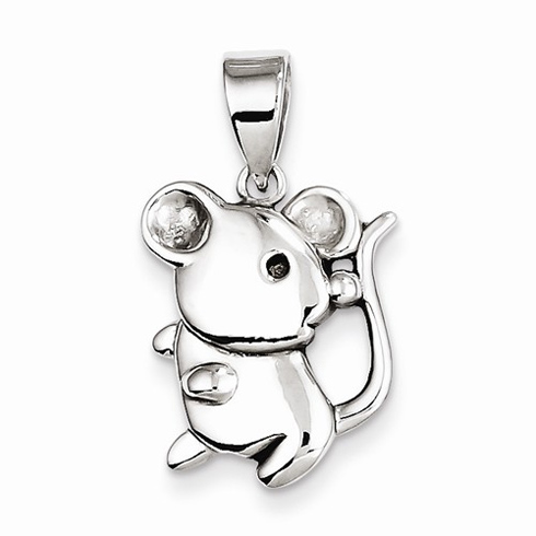 Sterling Silver 5/8in Lively Mouse Pendant QC7903 | Joy Jewelers
