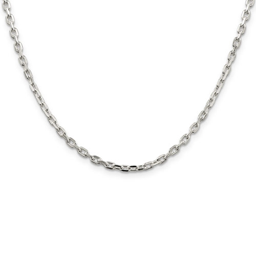Sterling Silver 30in Beveled Oval Cable Chain 3.25mm QCA100-30