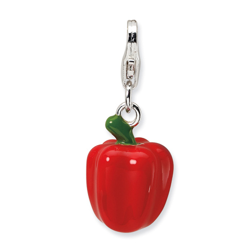 Sterling Silver 3-D Enameled Red Pepper Charm QCC356 | Joy Jewelers