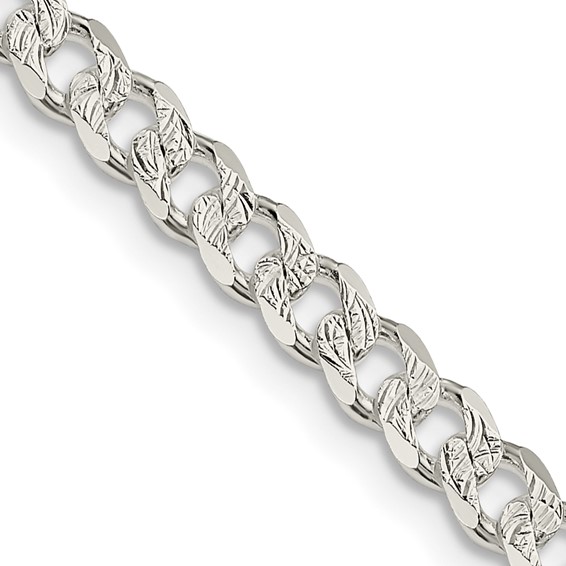 24in Sterling Silver 4.5mm Pavé Curb Chain QCF120-24