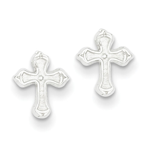 Sterling Silver 5/16in Mini Pointed Cross Earrings QE506