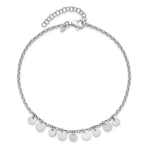 Sterling Silver Mirror Discs Anklet JJQLF1208-9 | Joy Jewelers