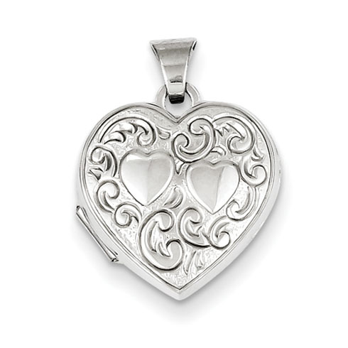 1/2in Sterling Silver Two Hearts Locket QLS28 | Joy Jewelers