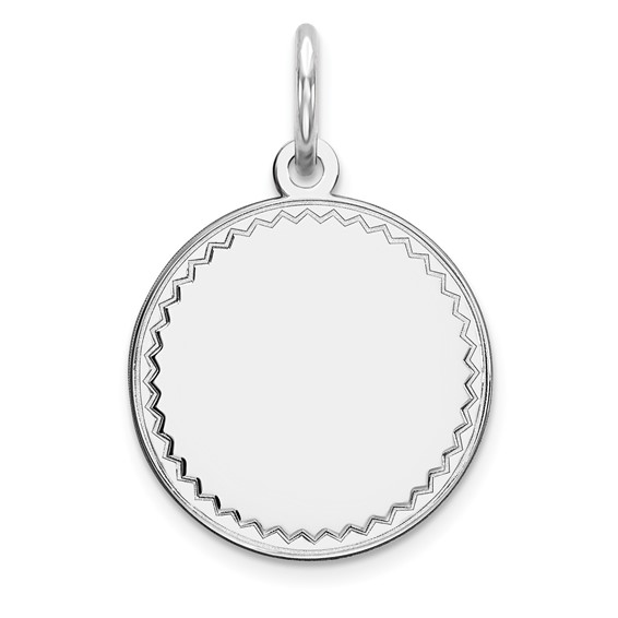 Sterling Silver 1/2in Engravable Round Charm with Fancy Edges QM378/18