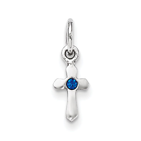 Sterling Silver Child's Preciosa Crystal September Cross Pendant QP4033SEP