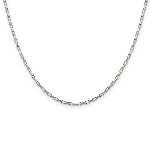 Sterling Silver 18in Elongated Box Chain 1.65mm QPE13-18