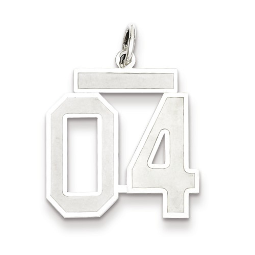 Sterling Silver Medium Satin Number 4 Charm with Top QPM04T