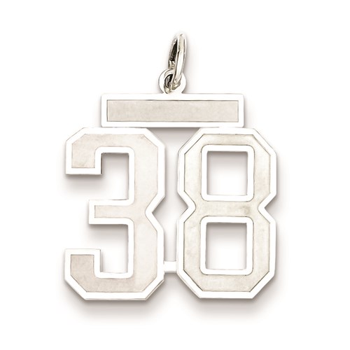 Sterling Silver Satin Number 38 Pendant 5/8in QPM38 | Joy Jewelers