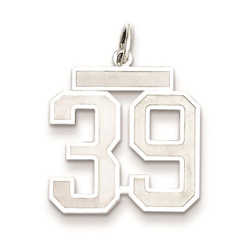Sterling Silver Satin Number 39 Pendant 5/8in QPM39 | Joy Jewelers