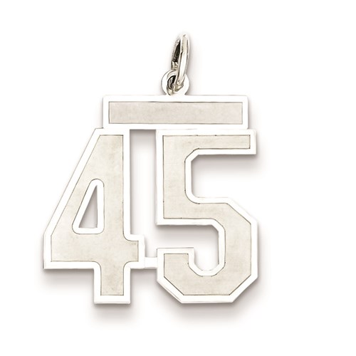 Sterling Silver Satin Number 45 Pendant 5/8in QPM45 | Joy Jewelers