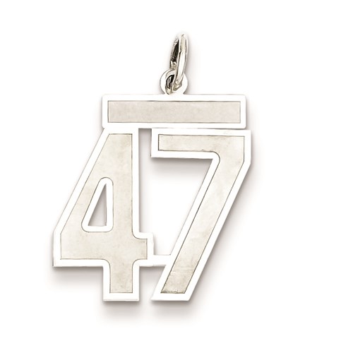 Sterling Silver Satin Number 47 Pendant 5/8in QPM47 | Joy Jewelers