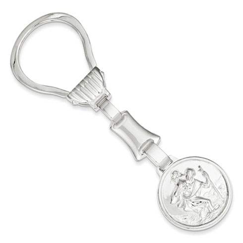 Sterling Silver St Christopher Key Chain QQ11 | Joy Jewelers