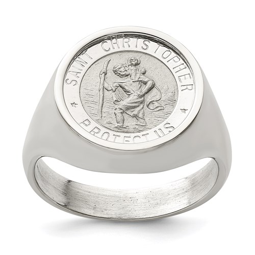 Sterling Silver Men's Saint Christopher Ring QR2848 | Joy Jewelers