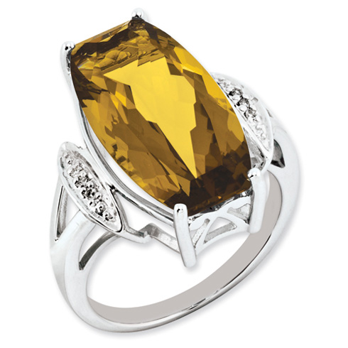 14 ct Whiskey Quartz and Diamond Ring Sterling Silver QR3199WQ