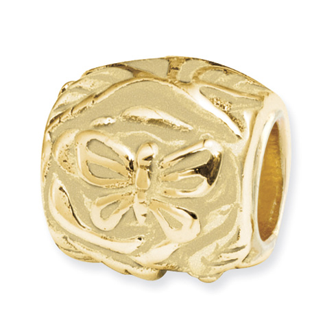Sterling Silver Gold-plated Reflections Butterfly Floral Bead QRS223GP