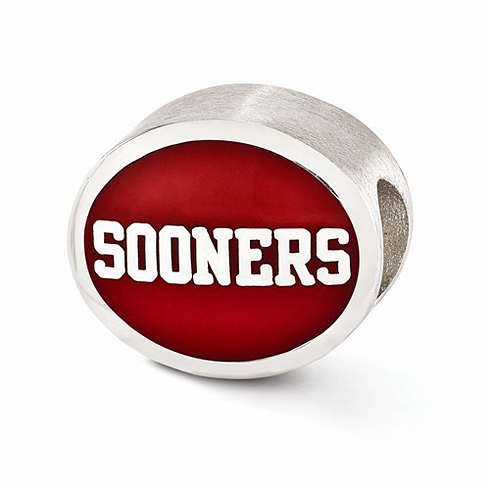 Sterling Silver Enameled University of Oklahoma Sooners Bead QRS3027E2