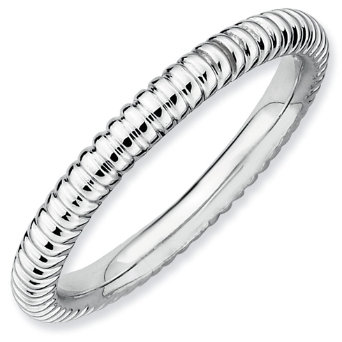 Sterling Silver Stackable Expressions 2.25mm Rhodium Rice Ring QSK219