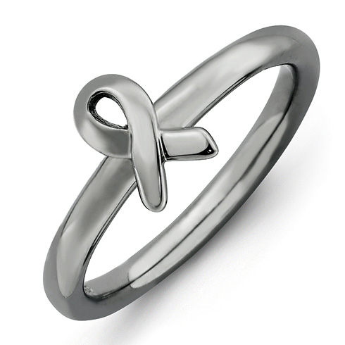 Sterling Silver Stackable Expressions Black-plated Ribbon Ring QSK872