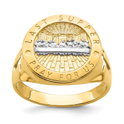 14k Yellow Gold with Rhodium Men's The Last Supper Ring R668