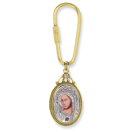Gold & Silver-tone Icon Mary Key Fob RF217 | Joy Jewelers