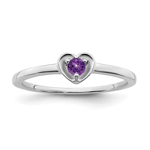 14k White Gold Round Amethyst Heart Ring RM7397-AM-W | Joy Jewelers