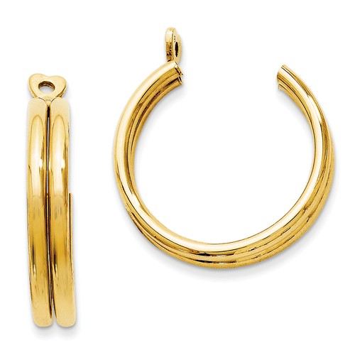 14k Yellow Gold Double Hoop Earring Jackets 3/4in S1562 | Joy Jewelers