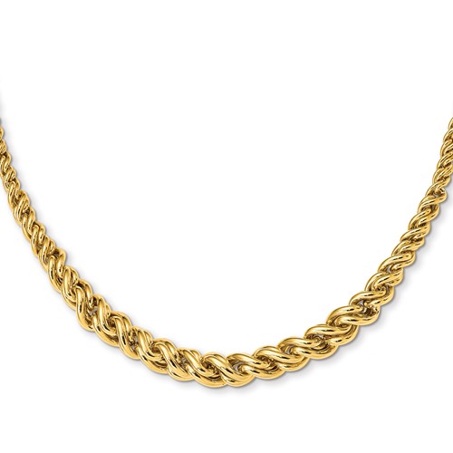 14k Yellow Gold Graduated Double Curb Necklace 18in JJSF2610-18