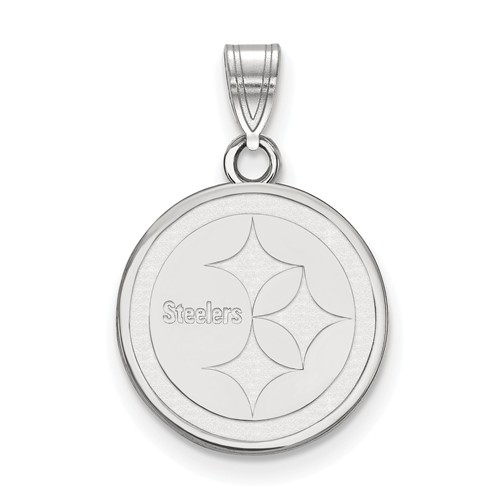 10k White Gold 1/2in Pittsburgh Steelers Round Pendant 1W002STE