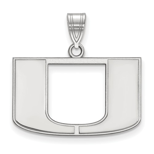 10kt White Gold 5/8in University of Miami U Logo Pendant 1W003UMF